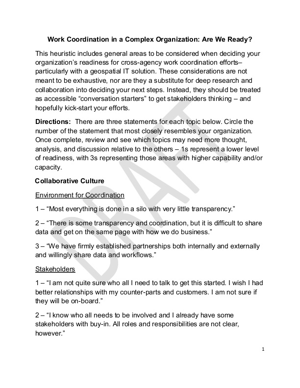 Work Coordination In A Complex Organization Are We Ready